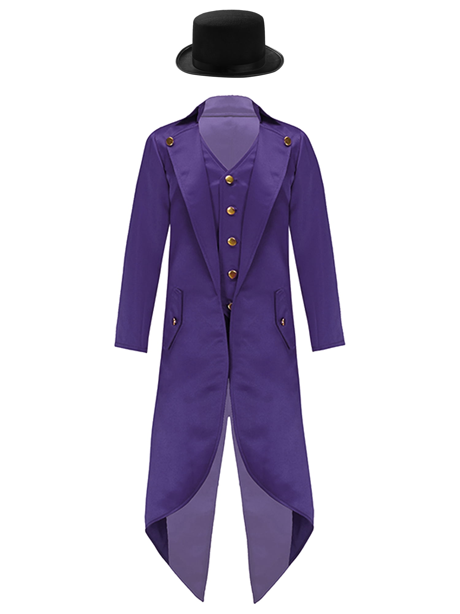 Aiihoo Kids Tailcoat Jacket Medieval Steampunk Frock Coat with Felt Top ...