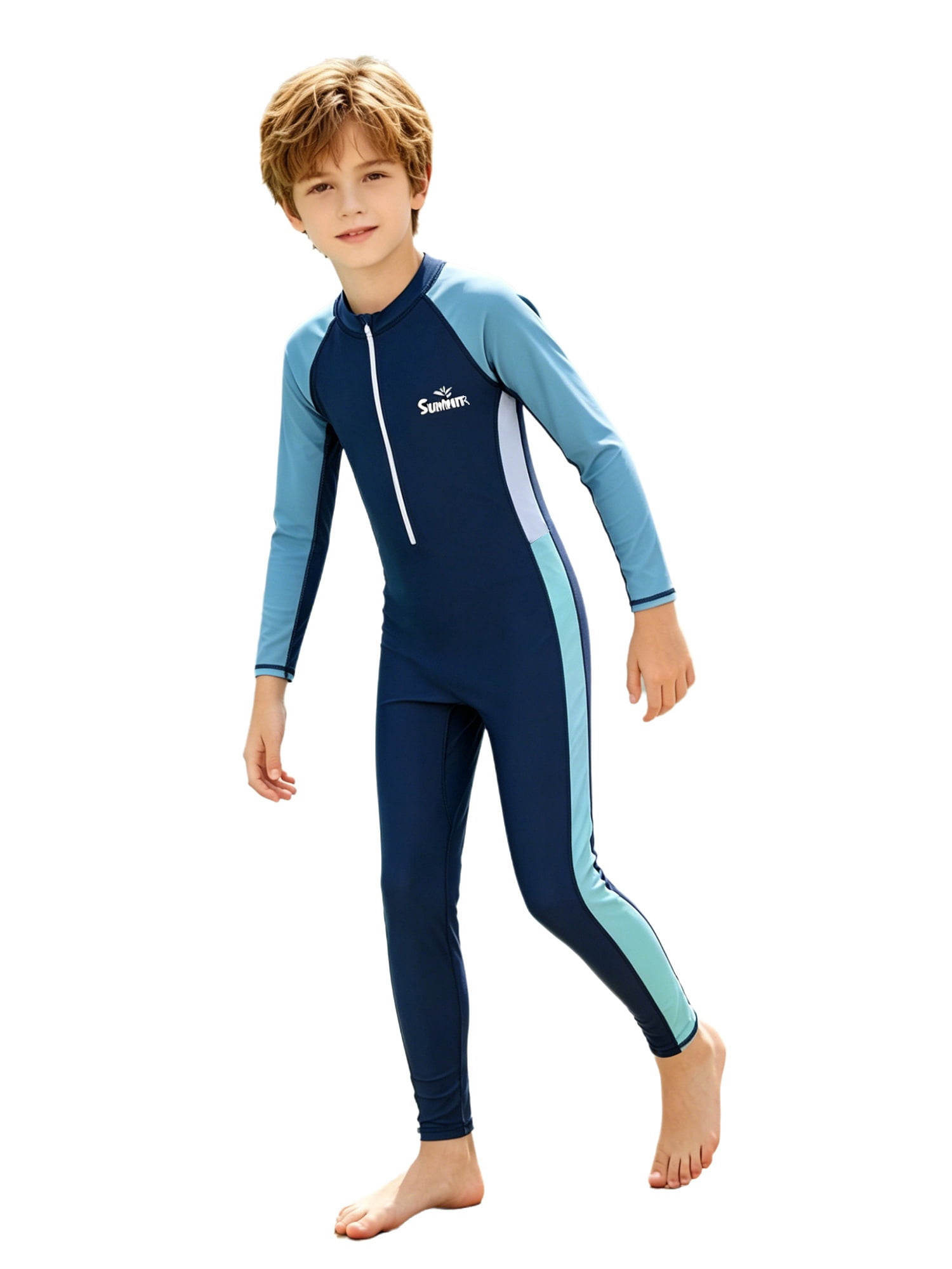 Aiihoo Kids Unisex Bodysuit Swimming Wear Long Sleeve Patchwork Front ...
