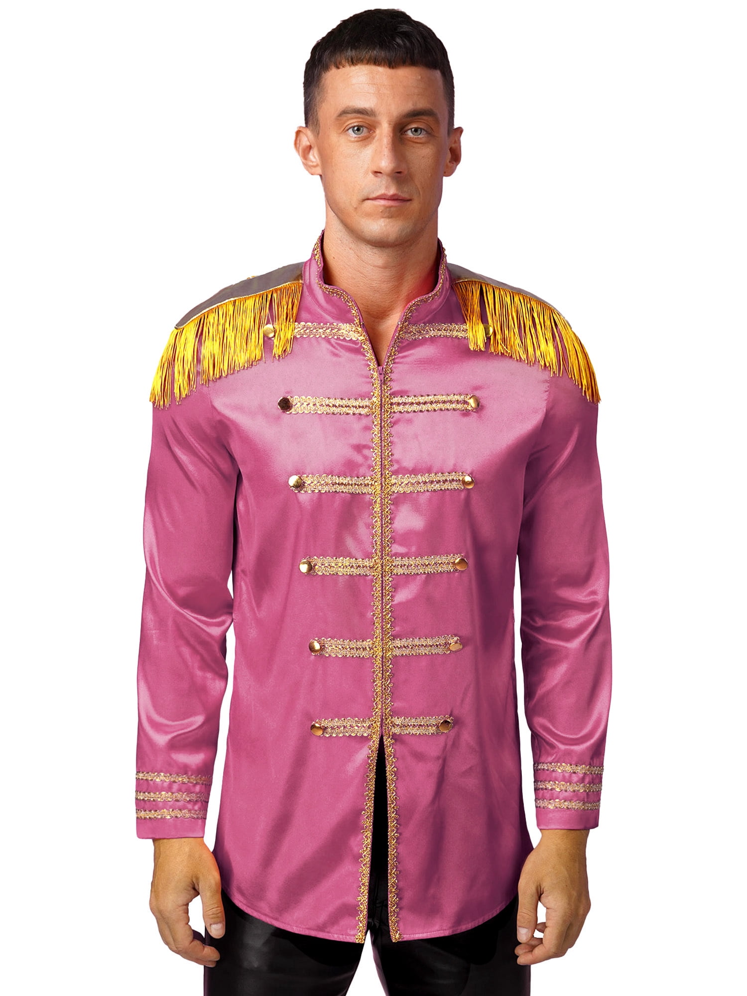 Aiihoo Mens Stand Collar Jacket Long Outerwear Tassel Shoulder Boards ...