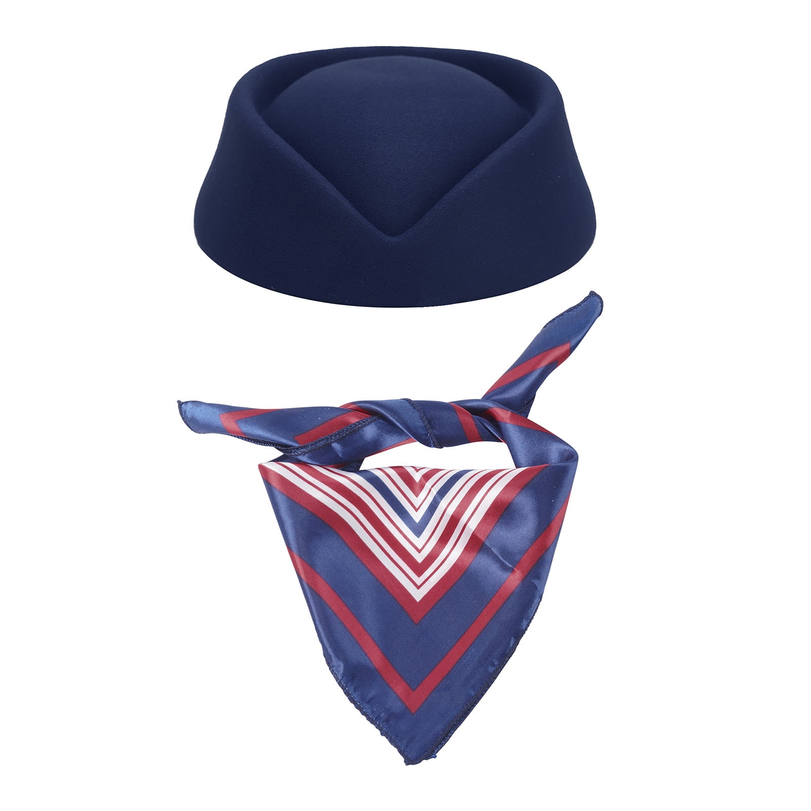 Aiihoo Stewardess Costume Set Stewardess Hat Scarf Air Hostess Pillbox ...