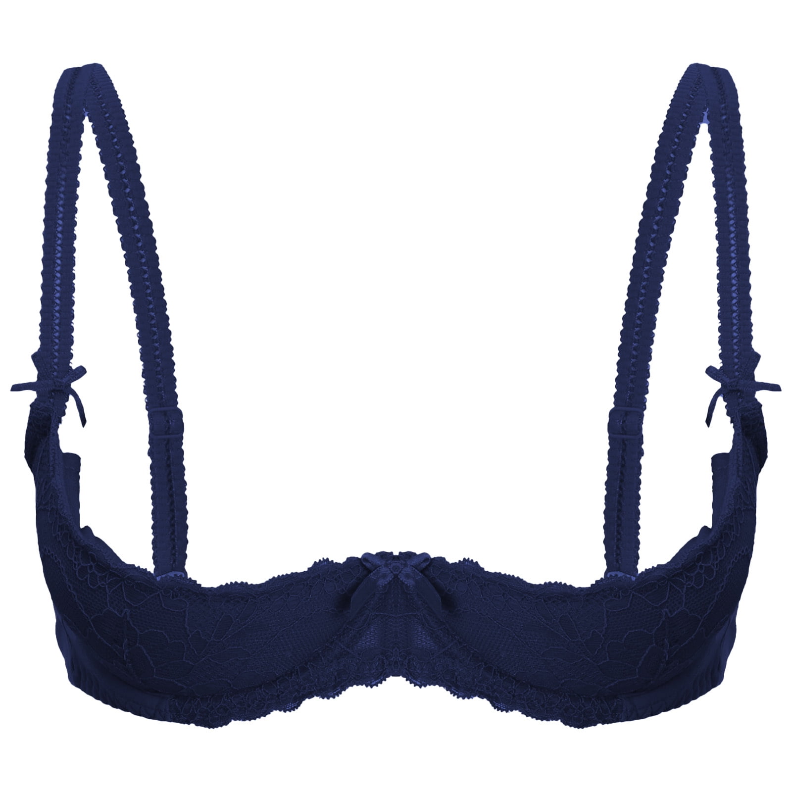 Aiihoo Women 1/4 Cup Lace Shelf Bra Balconette Underwired Demi Shelf ...