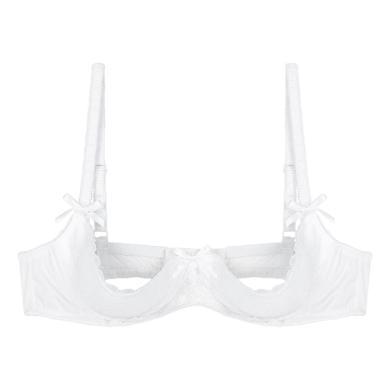 Aiihoo Women 1/4 Cup Lace Shelf Bra Balconette Underwired Demi Shelf ...