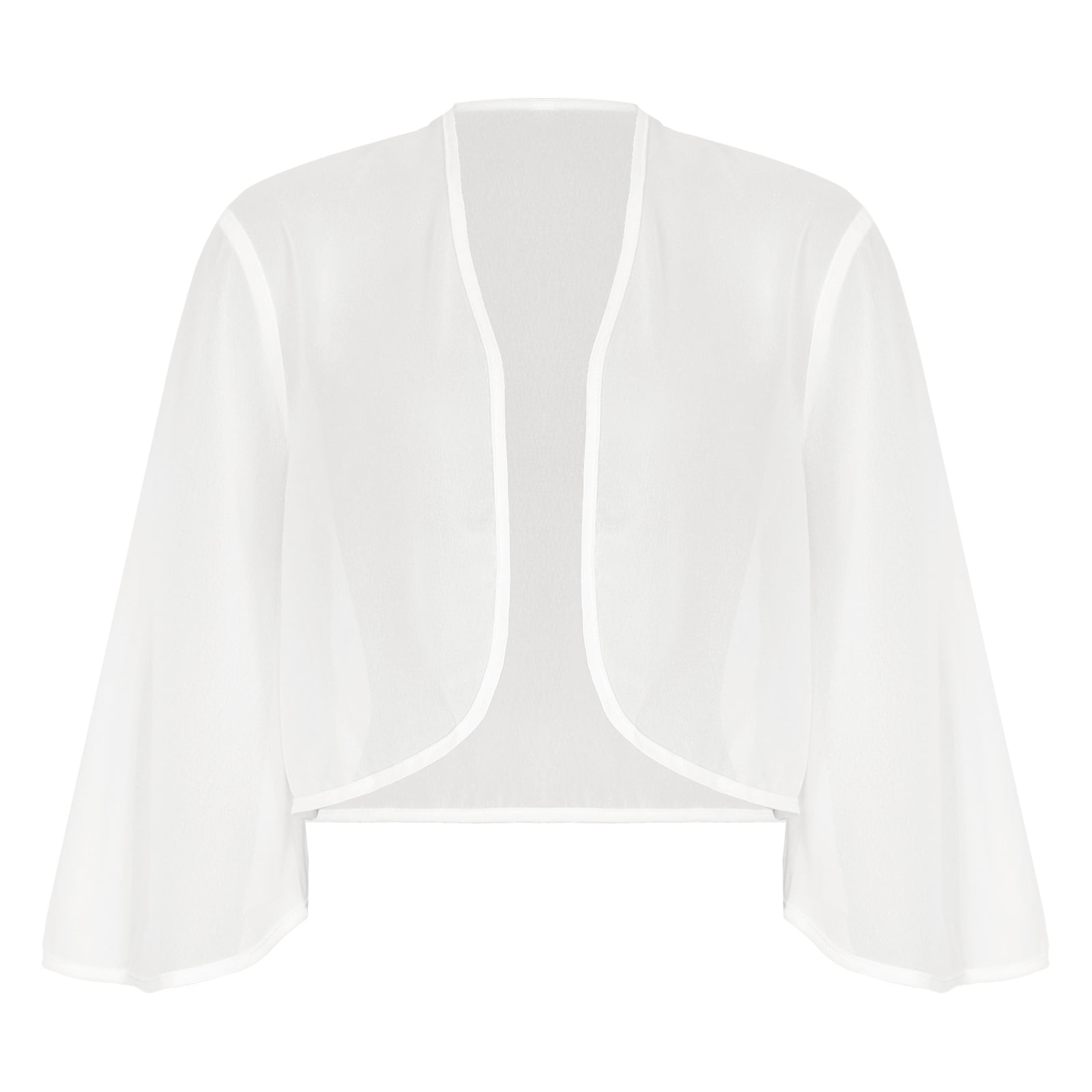 Aiihoo Women Bolero Shrug Chiffon Open Front 3/4 Sleeve Cropped ...