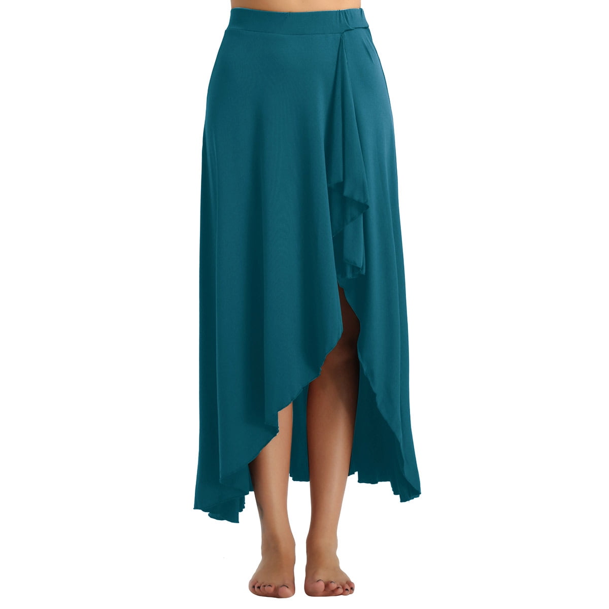 Aiihoo Women's Asymmetric Ballet Dance Gymnastics Skirt High Low Ruffle ...