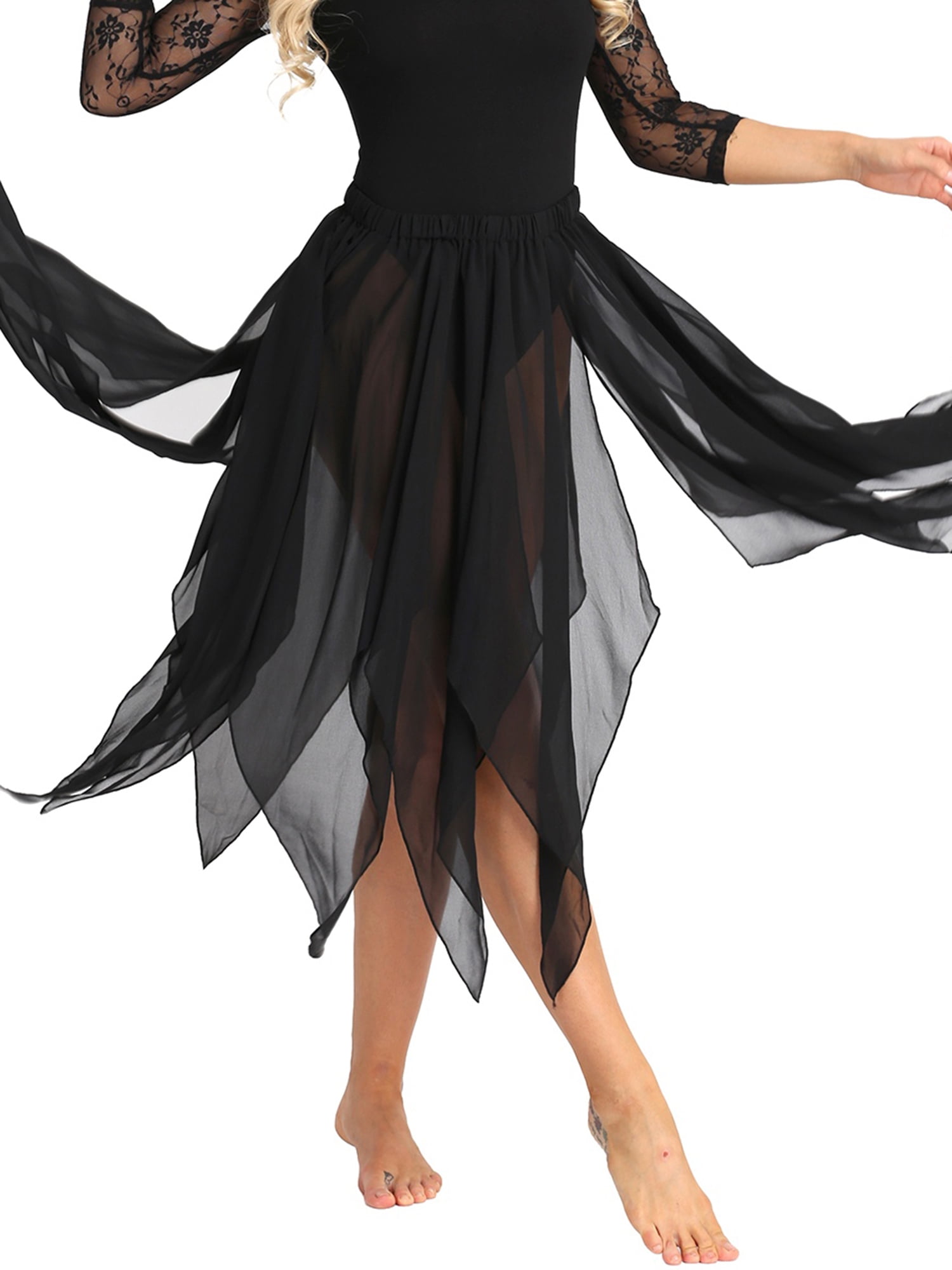 Aiihoo Women's Chiffon Belly Dance Skirt Asymmetric Side Split Maxi ...