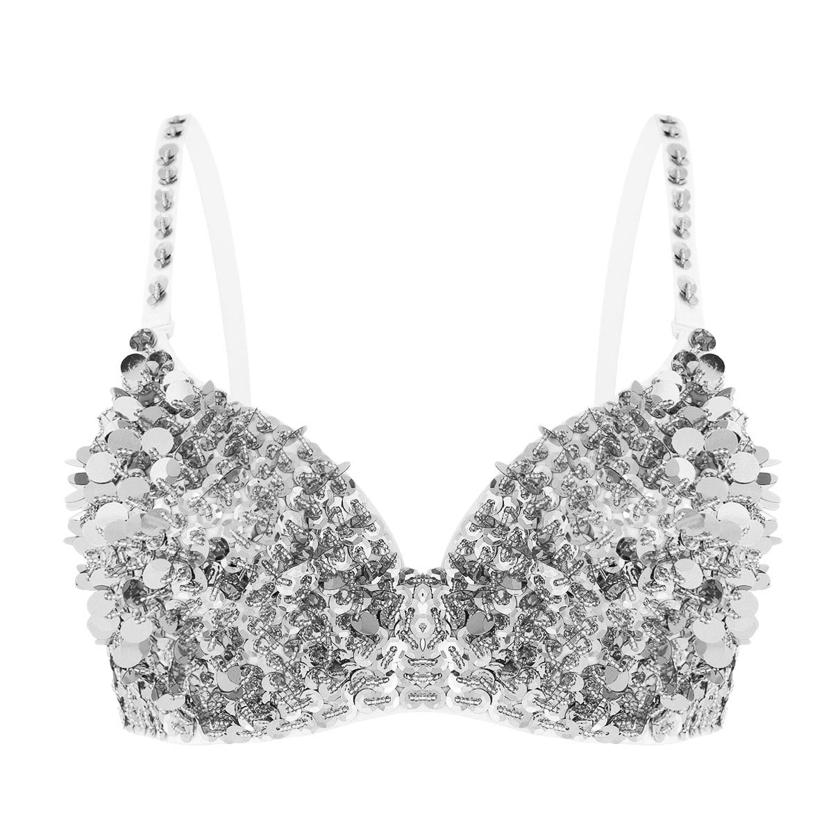 Aiihoo Women's Glittery Sequins Beading Padded Bra Belly Dancing Crop ...