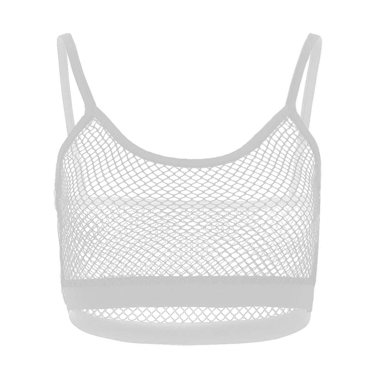 Aiihoo Women's See Through Fishnet Mesh Strappy Bralette Camisole Crop ...