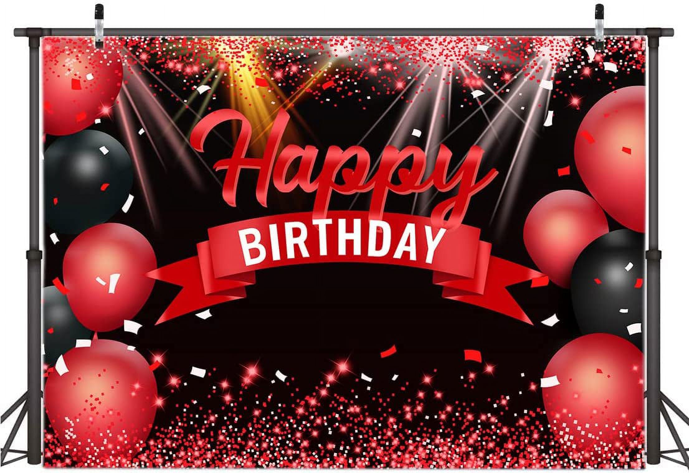 Aiikes 7X5Ft Happy Birthday Background Red Glitter Balloon Girls Women ...