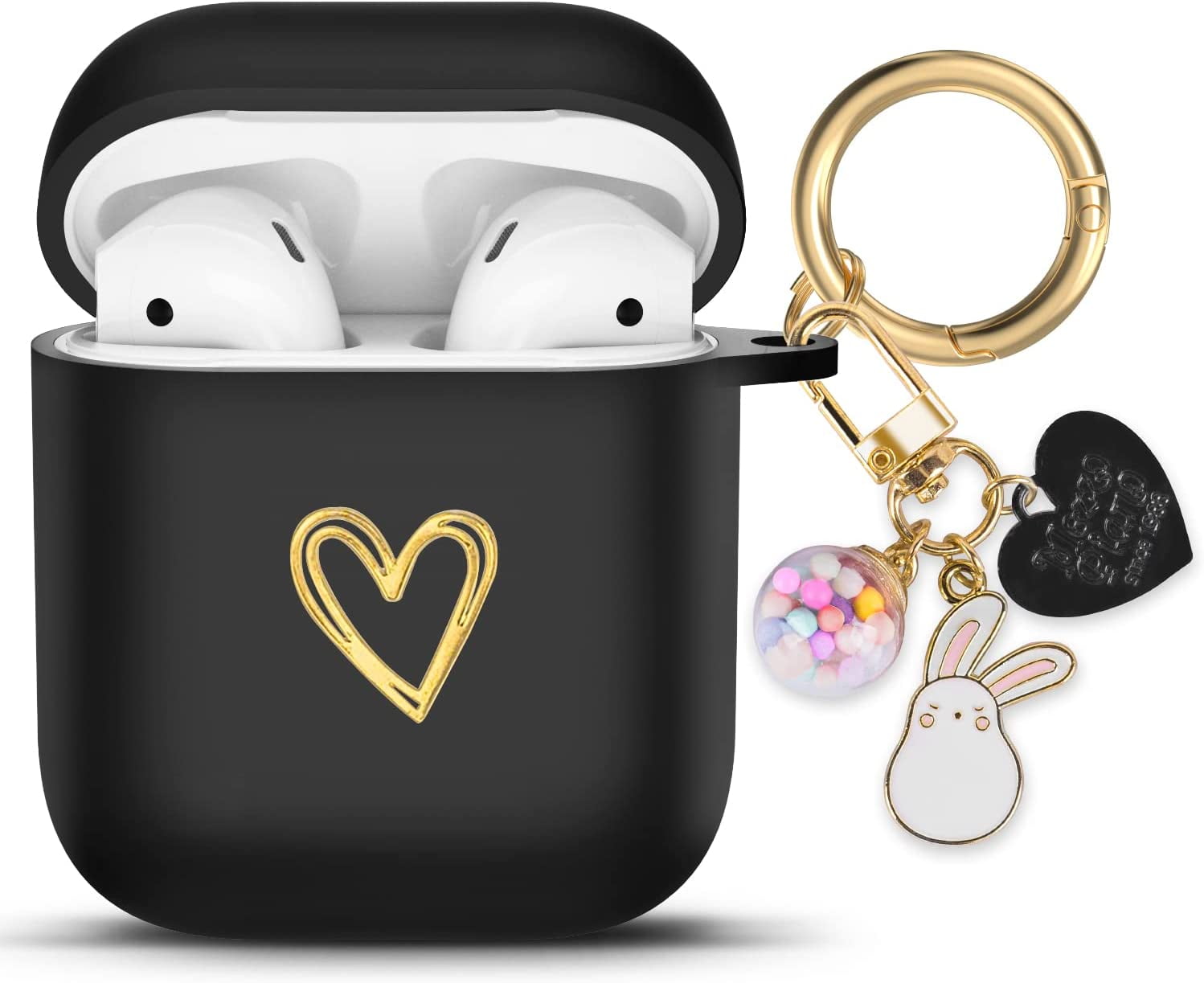 Aiiko AirPods Case, Soft Silicone Cover for AirPods 1 and 2, Shockproof, Carabiner Keychain ...