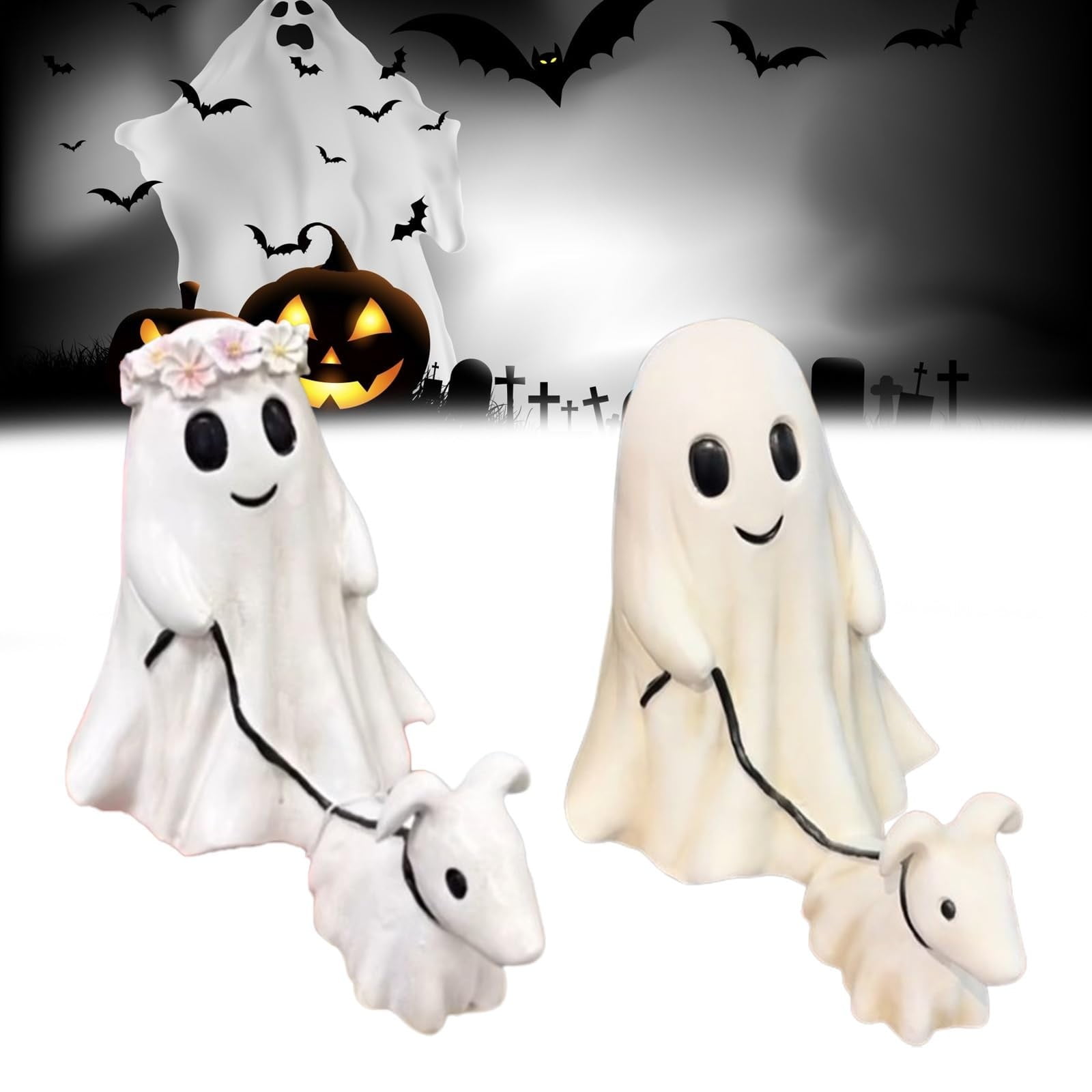 Aiilophu 2pcs 5.91inch Ghost Walking Dog Statue, Ghost Walking Dog ...