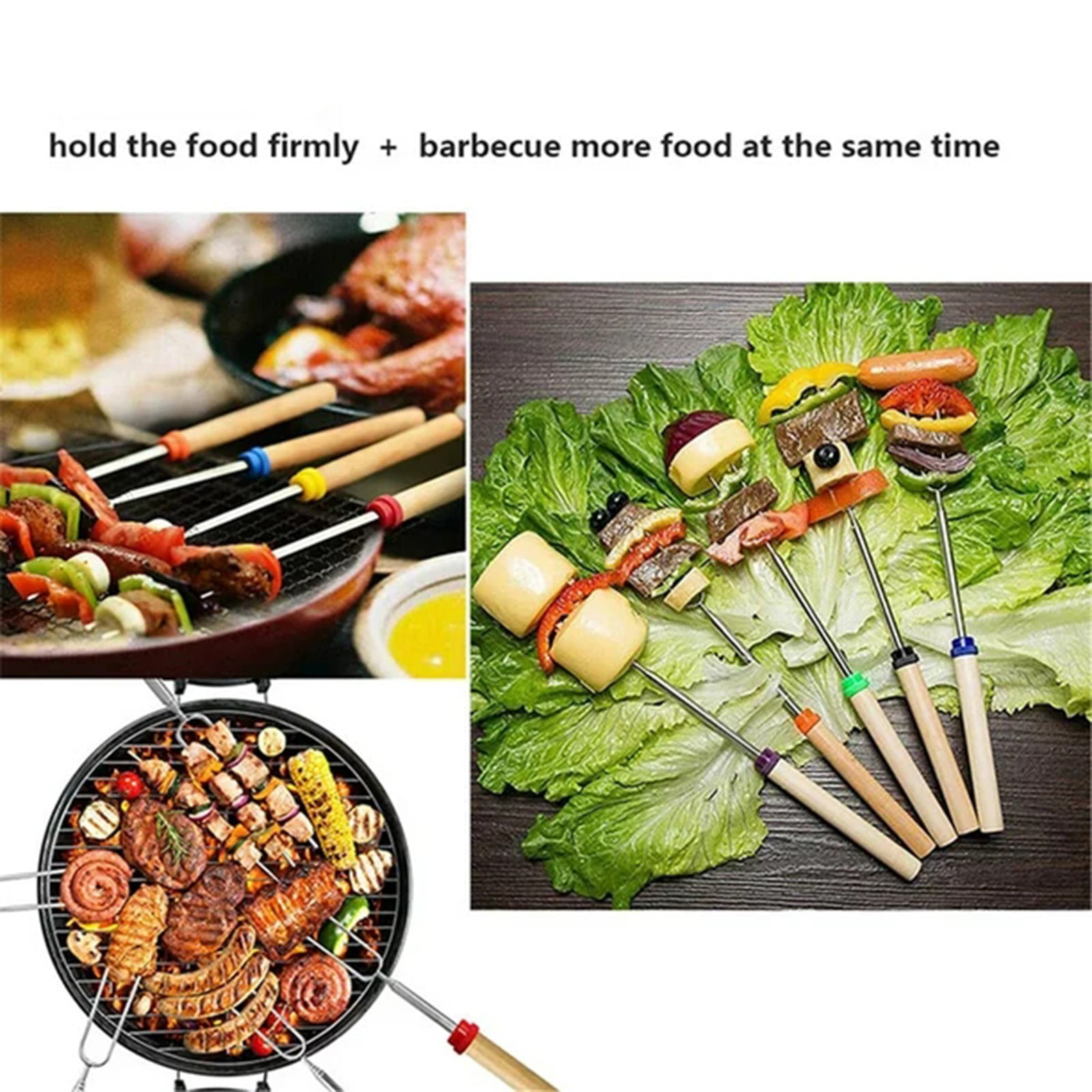 Aijlhda 10 Pack Roasting Sticks Telescoping Sticks Skewers With Wooden ...