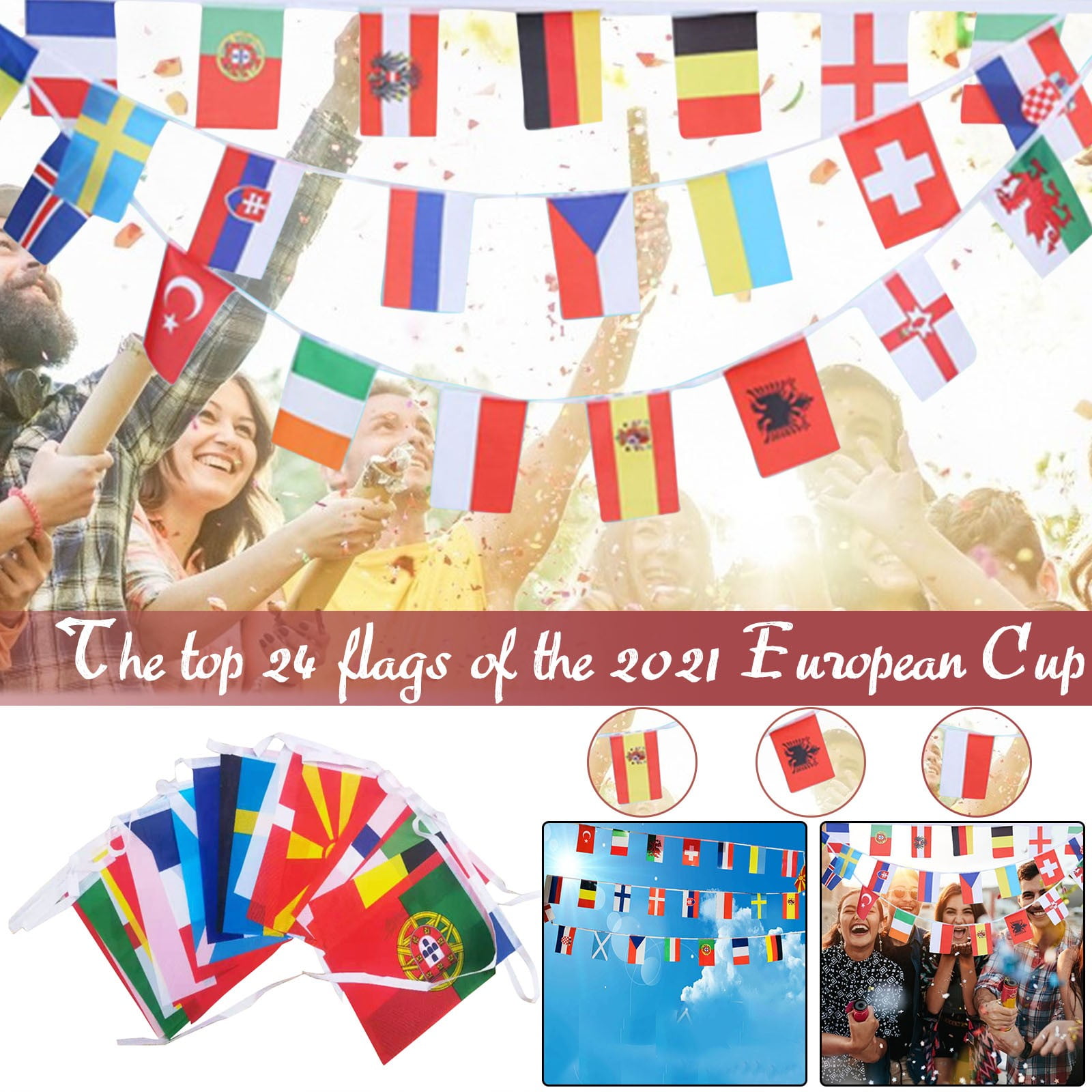 Aijlhda Desktop Dress Up European Championship Flags Cup Flag String ...