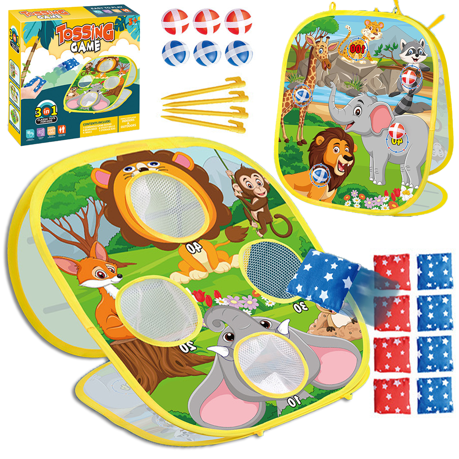 LieGorJi Bean Bag Toss Game, Zoo Animals Tossing Game Toy Set for ...