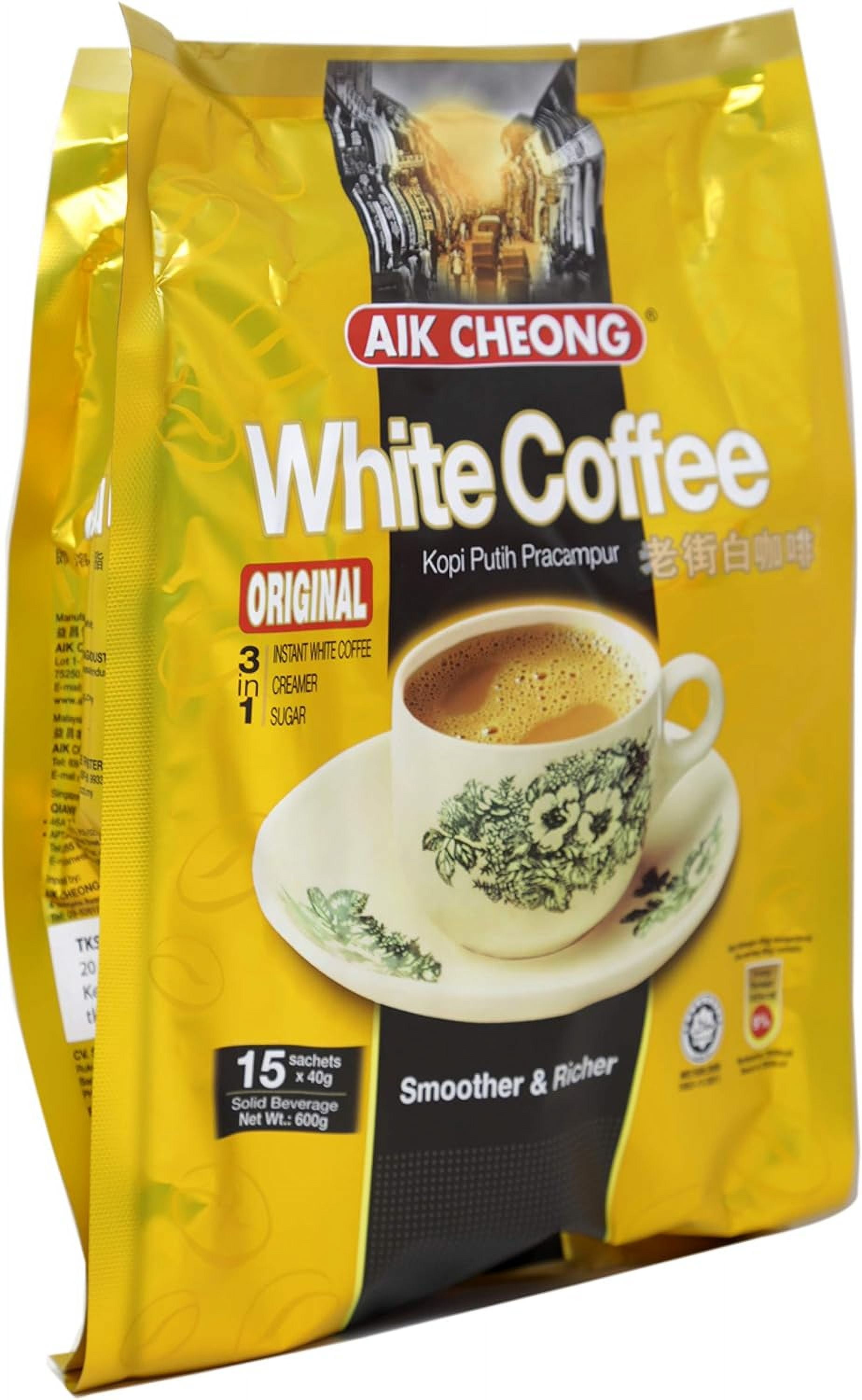 Aik Cheong 3 in 1 White Coffee Tarik Original 600g. (40g.x15 Sachets) - Walmart.com