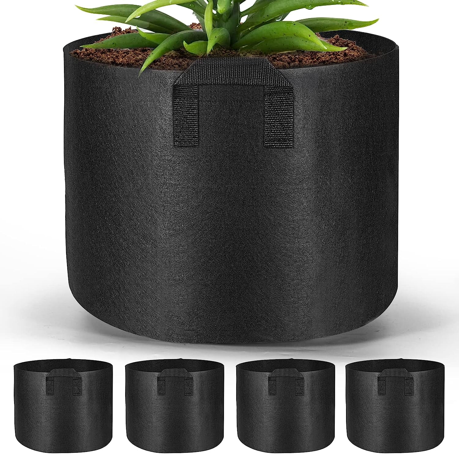 Aikeec 5-Pack Biodegradable 5 Gallon Planter Grow Bags, Nonwoven Fabric ...