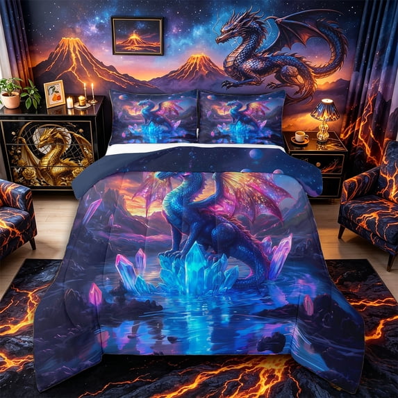 Aikeke Abstract Magic Dragon Queen Comforter Set 3 Pieces, Gradient ...