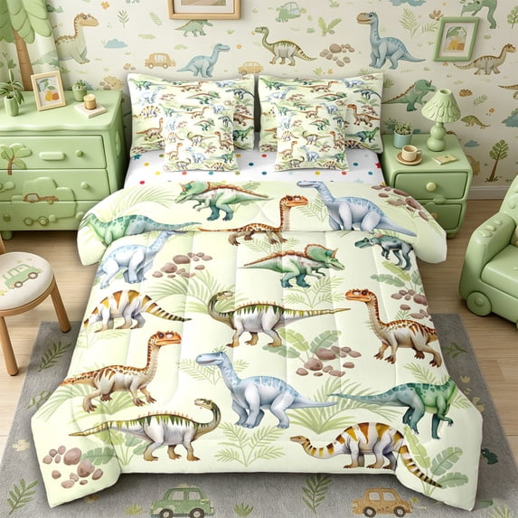 Aikeke Animal Dinosaur Queen Bedding 7pcs, Tropical Leaves Bedding ...