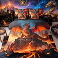 Aikeke Animal Dragon Twin Bedding 7-Piece, Volcano Flame Bedding ...