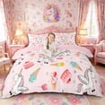 Aikeke Cartoon Unicorn Bedding, Ice Cream Dessert Duvet Cover Full,Pink ...