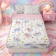 Metsweet Cartoon Unicorn Zipper Twin Comforter Sets with Fitted Sheet ...
