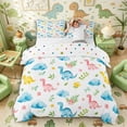 Aikeke Cute Dinosaur Duvet Cover King, Flower Wildlife Dino King ...