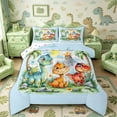 Aikeke Cute Dinosaur Queen Comforter Set 3 Pieces, Watercolor Dino ...