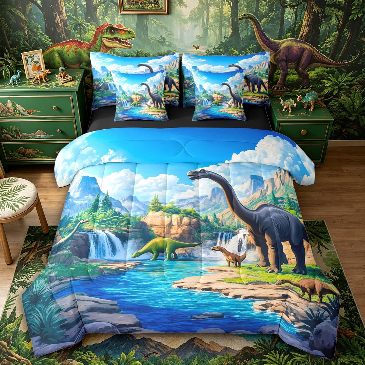 Aikeke Dino Brachiosaurus Full Size Bedding Sets 7 Pieces, Cartoon ...