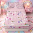 Metsweet Girly Unicorn Zipper Twin Comforter Sets with Fitted Sheet and ...