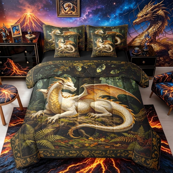 Aikeke Gold Dragon Twin Bedding 7-Piece, Rustic Jungle Animal Bedding ...