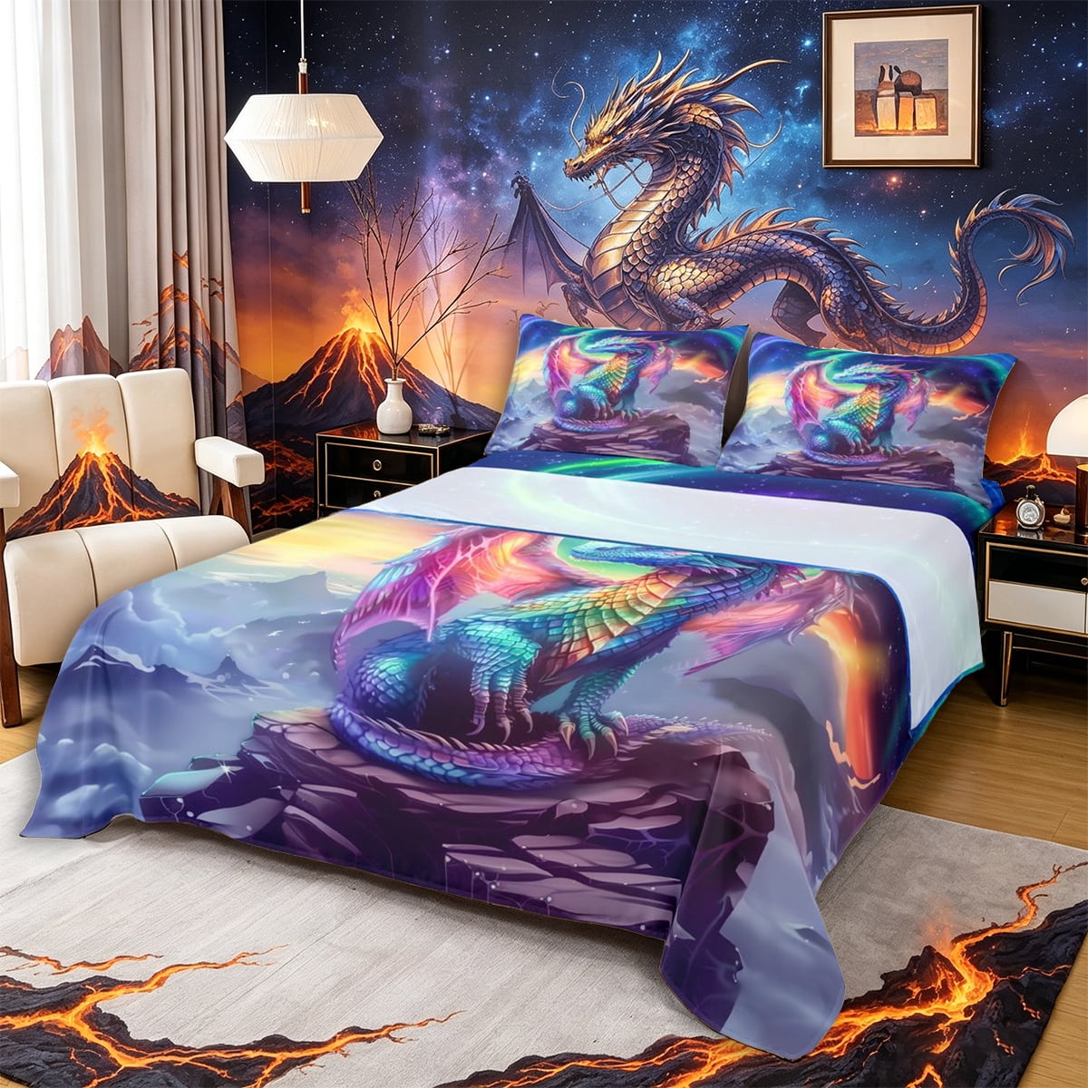 Aikeke Gradient Dragon Queen Sheets 4 Pieces, Abstract Ombre Wildlife ...