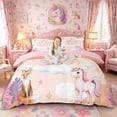 Aikeke Kawaii Animal Unicorn Fox Duvet Cover King, Dreamy Princess ...