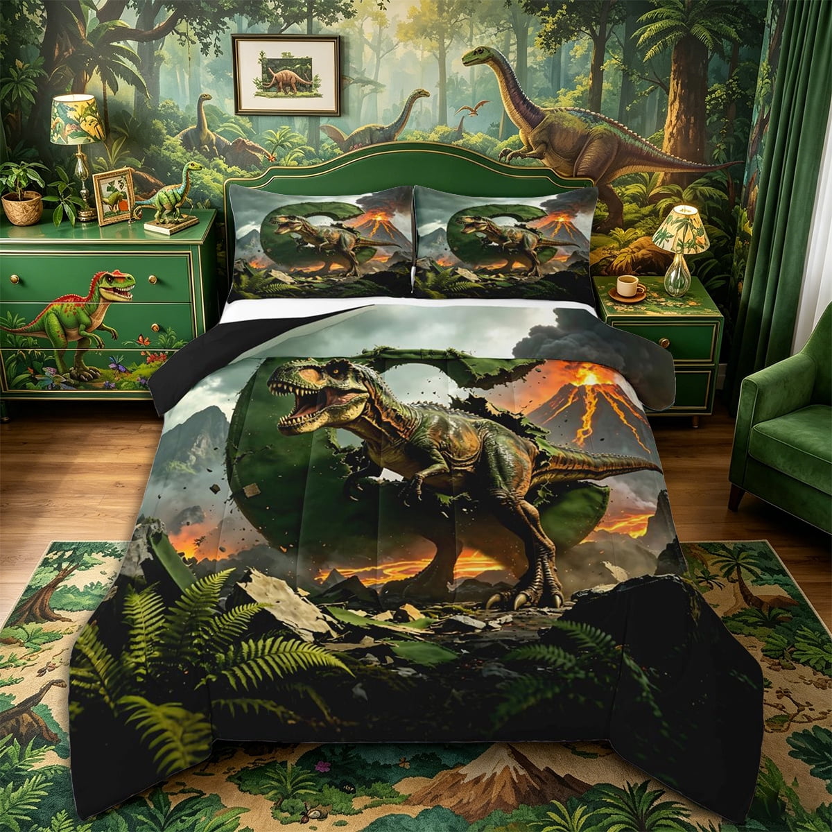Aikeke Tyrannosaurus Rex Initial C King Size Comforter Sets 3pcs ...