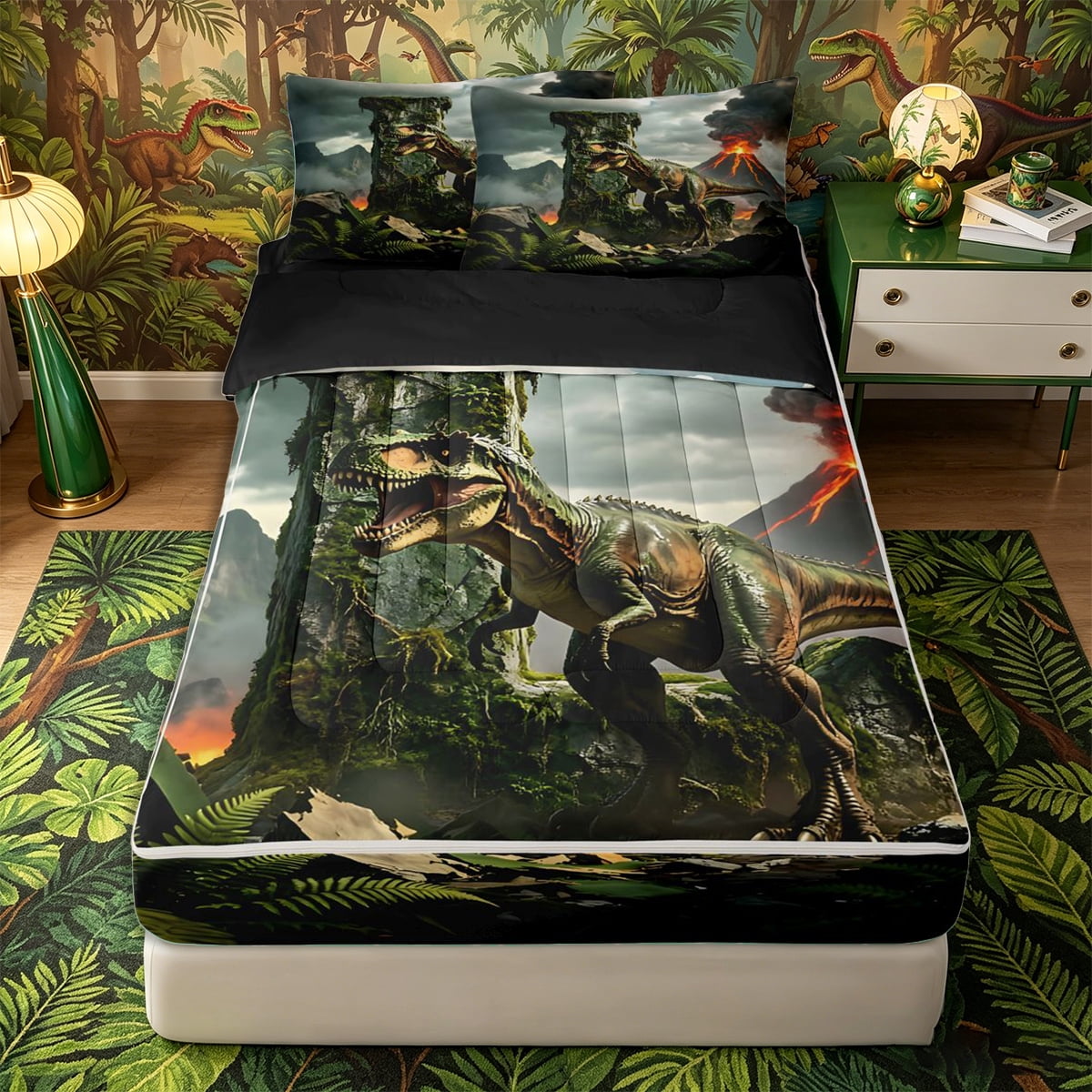 Metsweet Tyrannosaurus Rex Initial L Zipper Full Size Comforter Sets ...