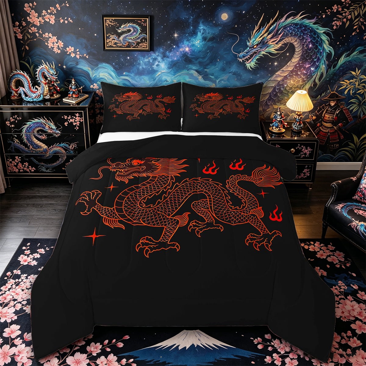 Aikeke Vintage Animal Dragon King Size Comforter Sets 3pcs, Exotic ...