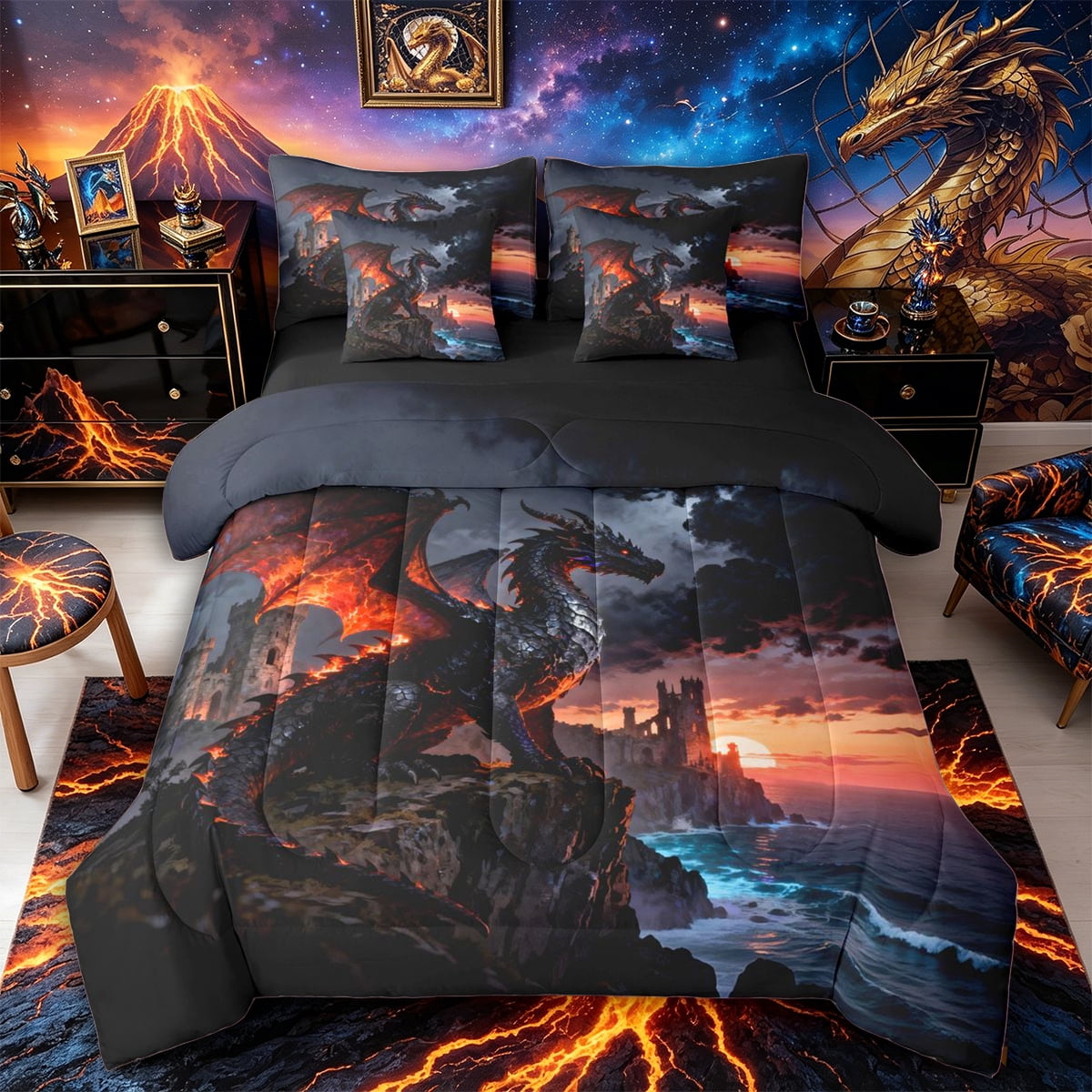 Aikeke Wildlife Dragon Twin Bedding 7-Piece for Boys, Teens Ocean ...