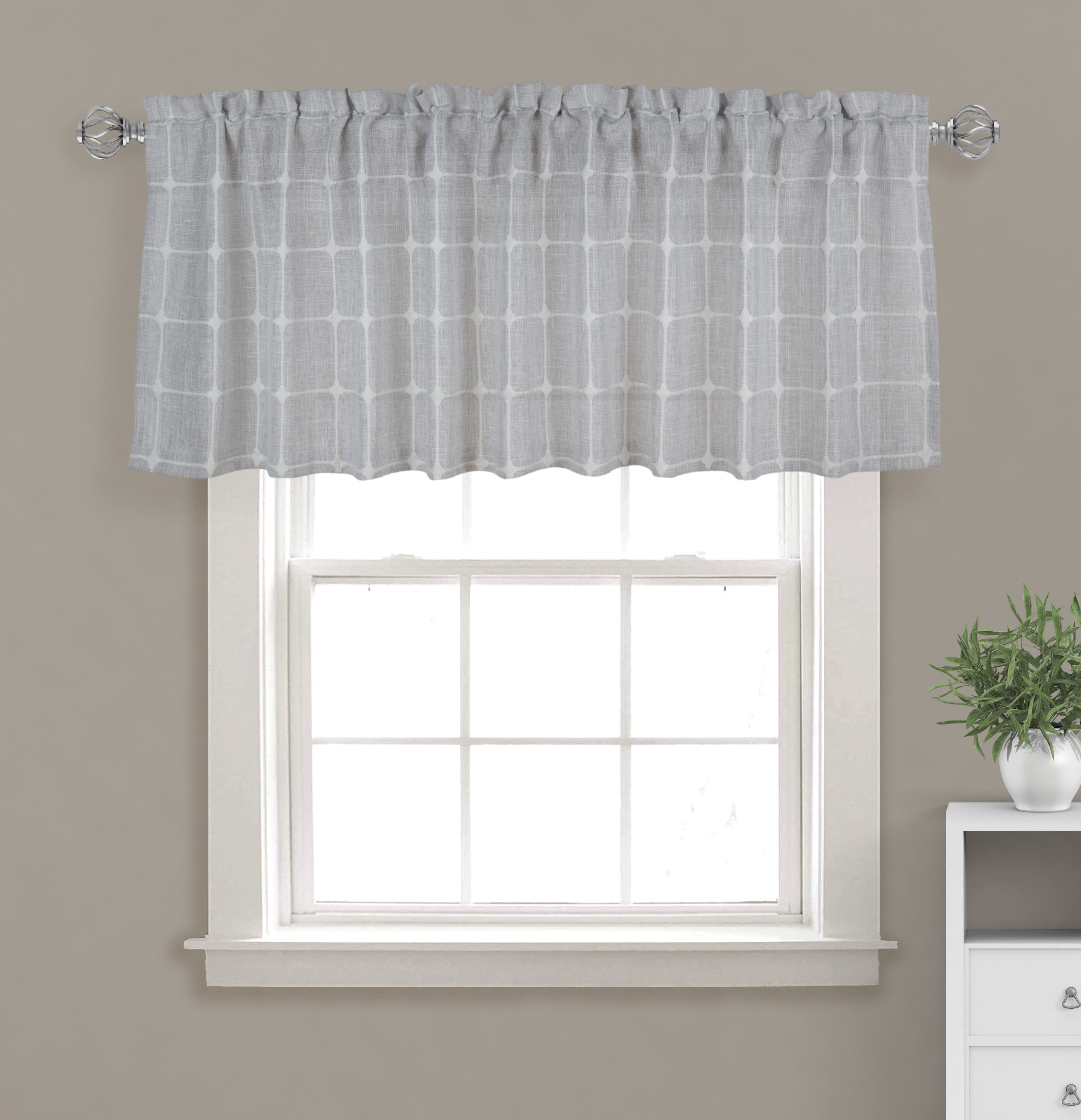 Aiking 2 Panels of Plaid Embroidered 16 inch Length Rod Pocket Window ...