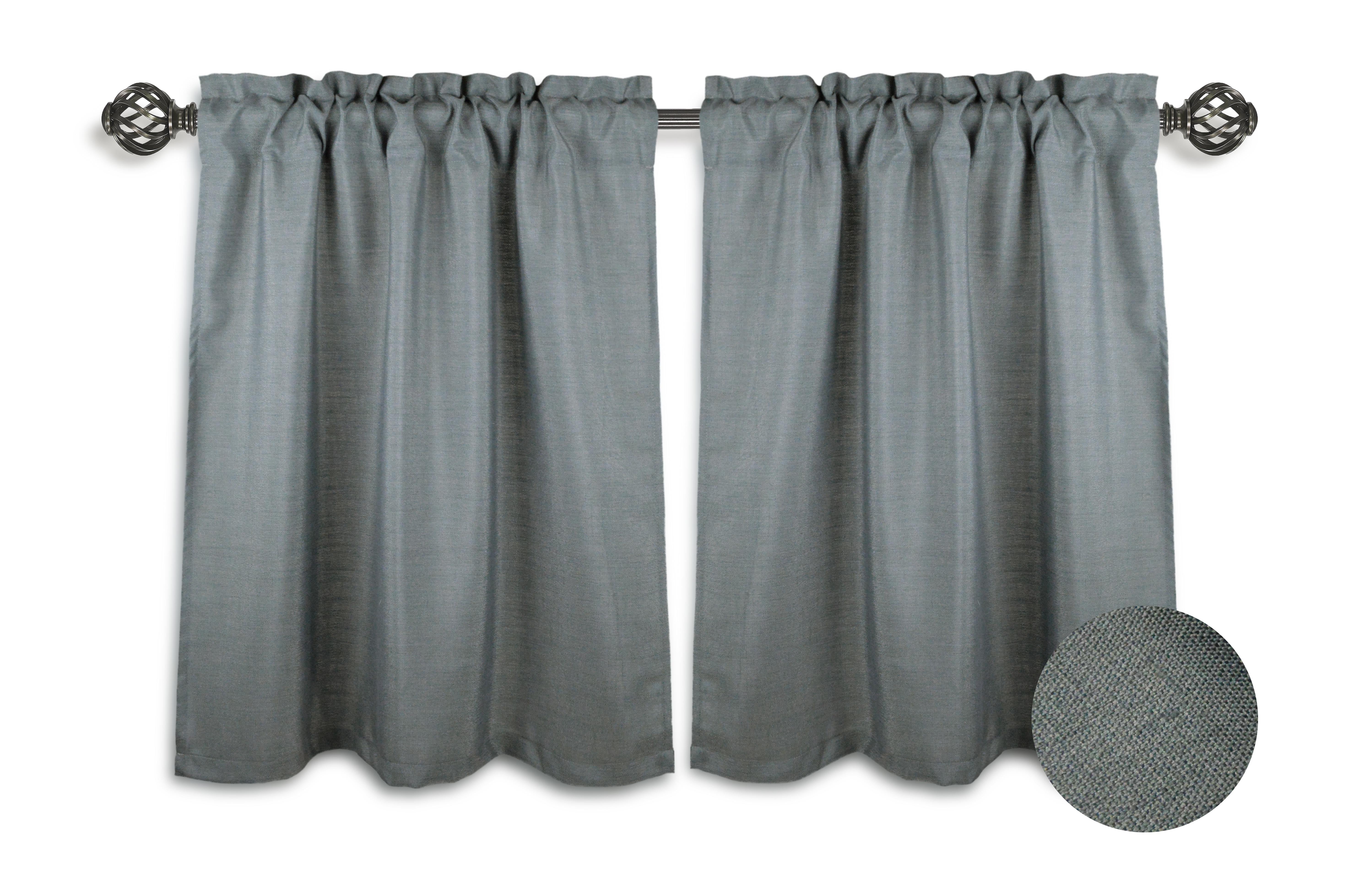 Aiking Home Collection Dark Grey Solid Kitchen Tier Curtains, 28" x 30 ...