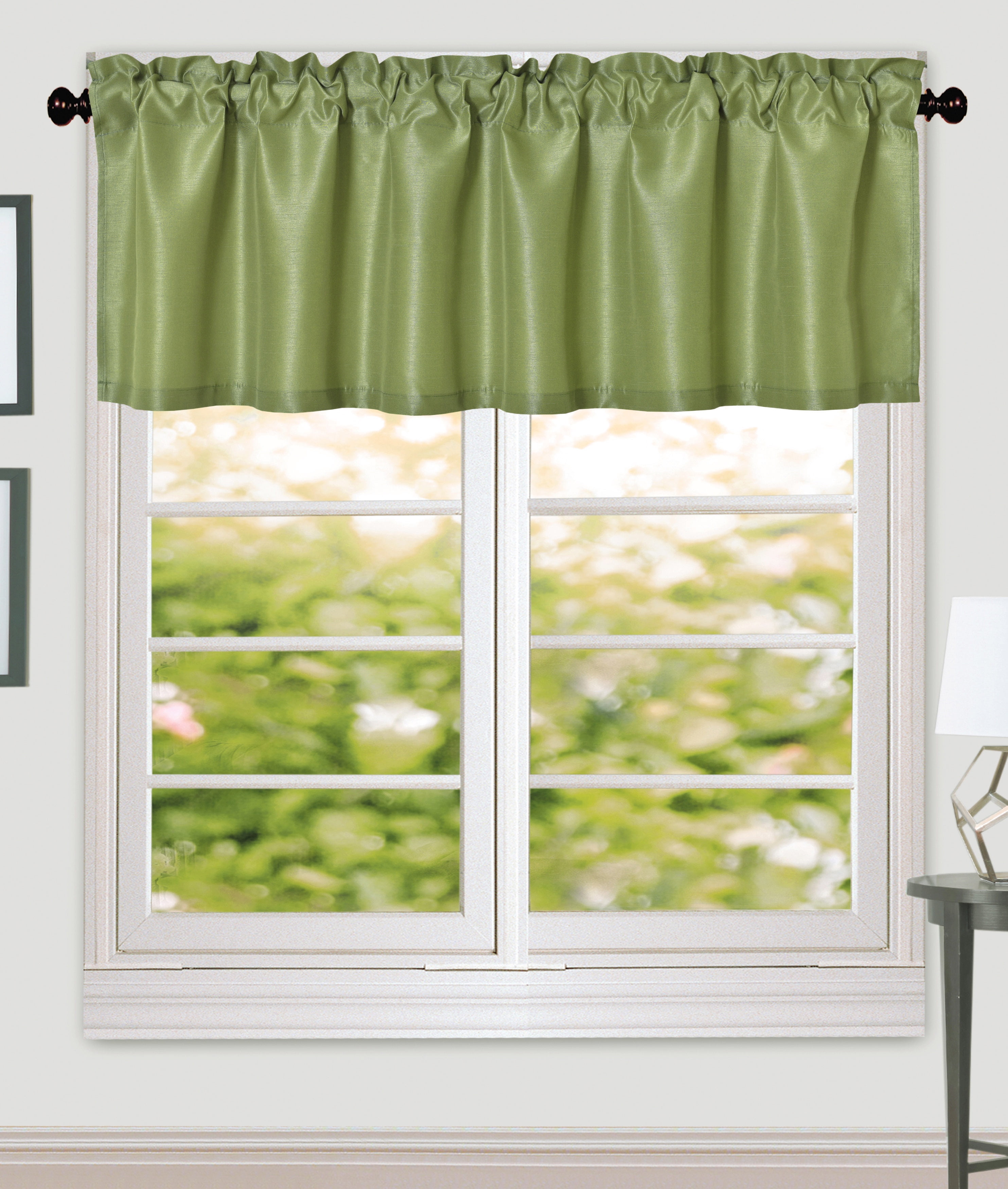 Aiking Home (Pack of 2 ) Solid Faux Silk Window Valance, 56 By 16 Inches, Green - Walmart.com