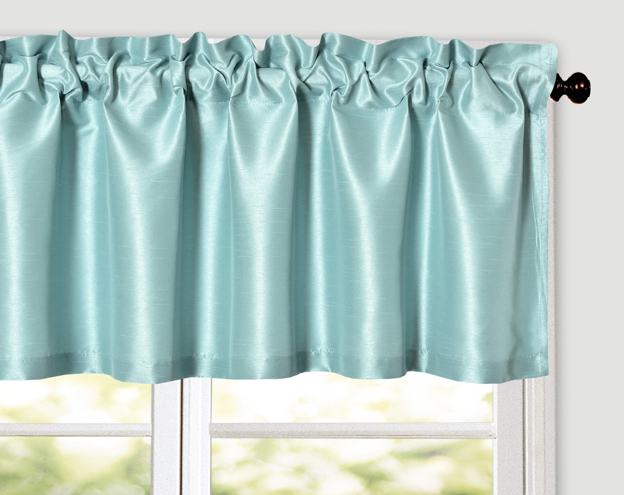 Aiking Home Solid Faux Silk window Valance, Aqua-Size 56''x16 ...