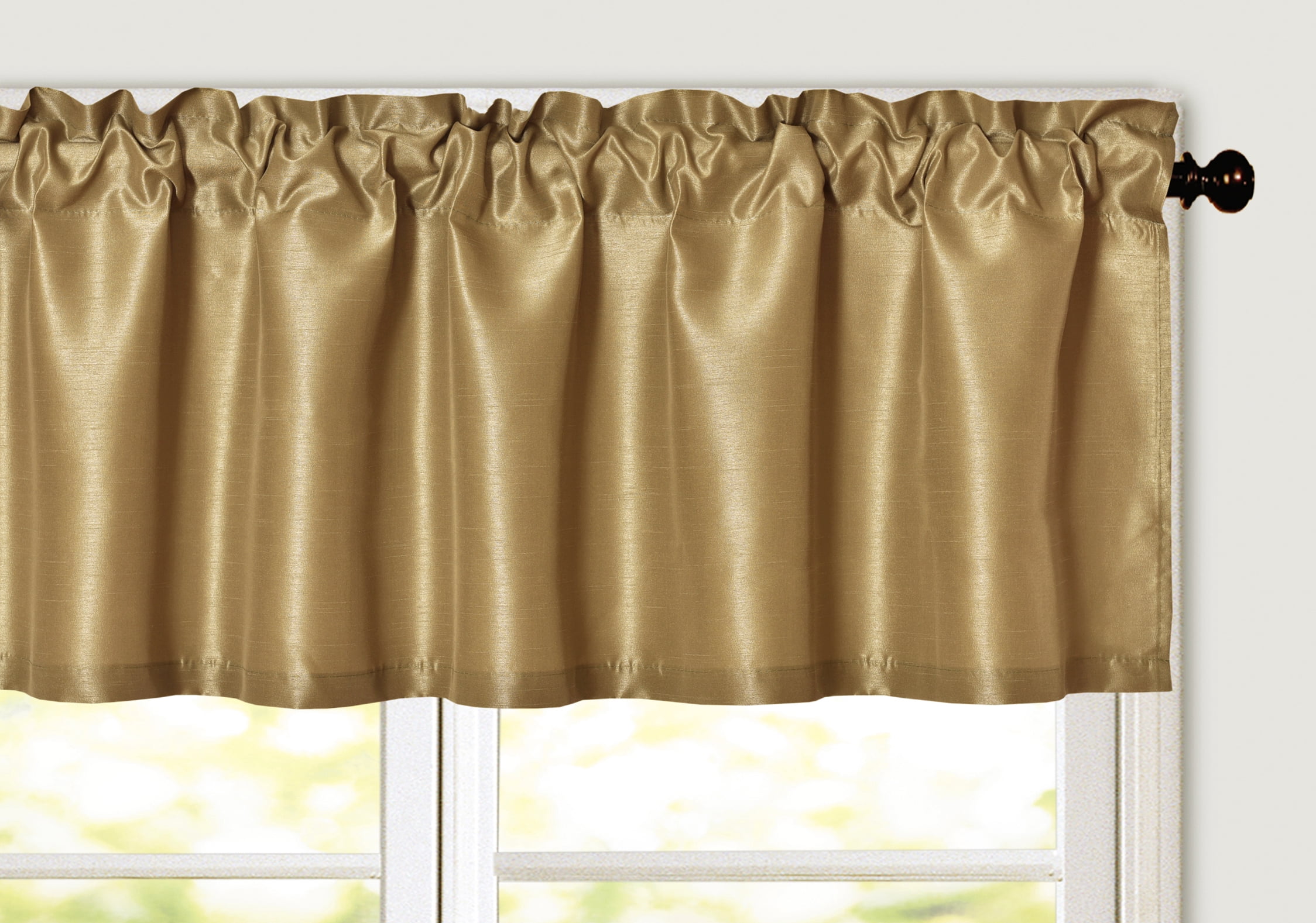 Aiking Home Solid Faux Silk window Valance, Brass-Size 56''x16 ...