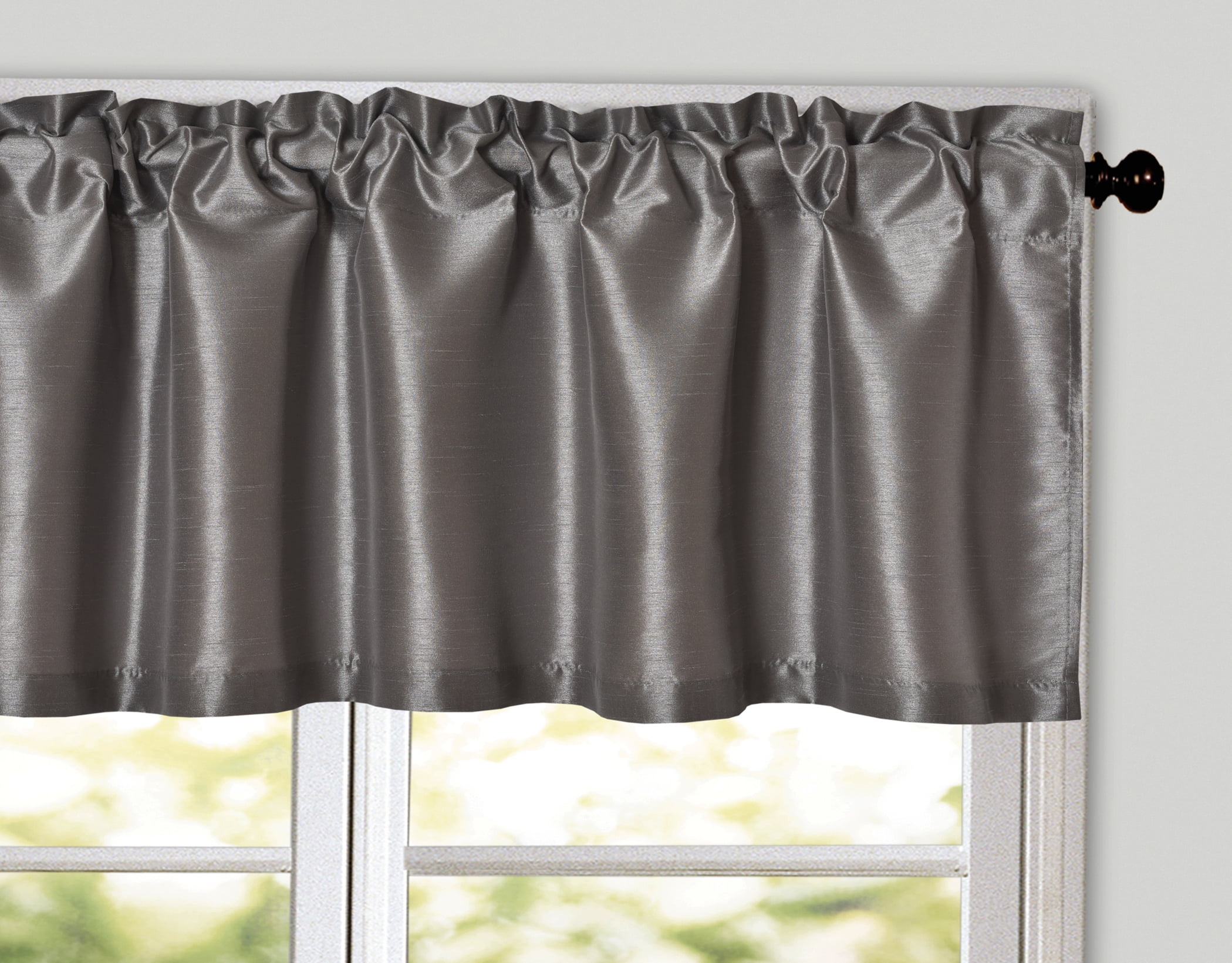 Aiking Home Solid Faux Silk window Valance, Charcoal-Size 56''x16 ...