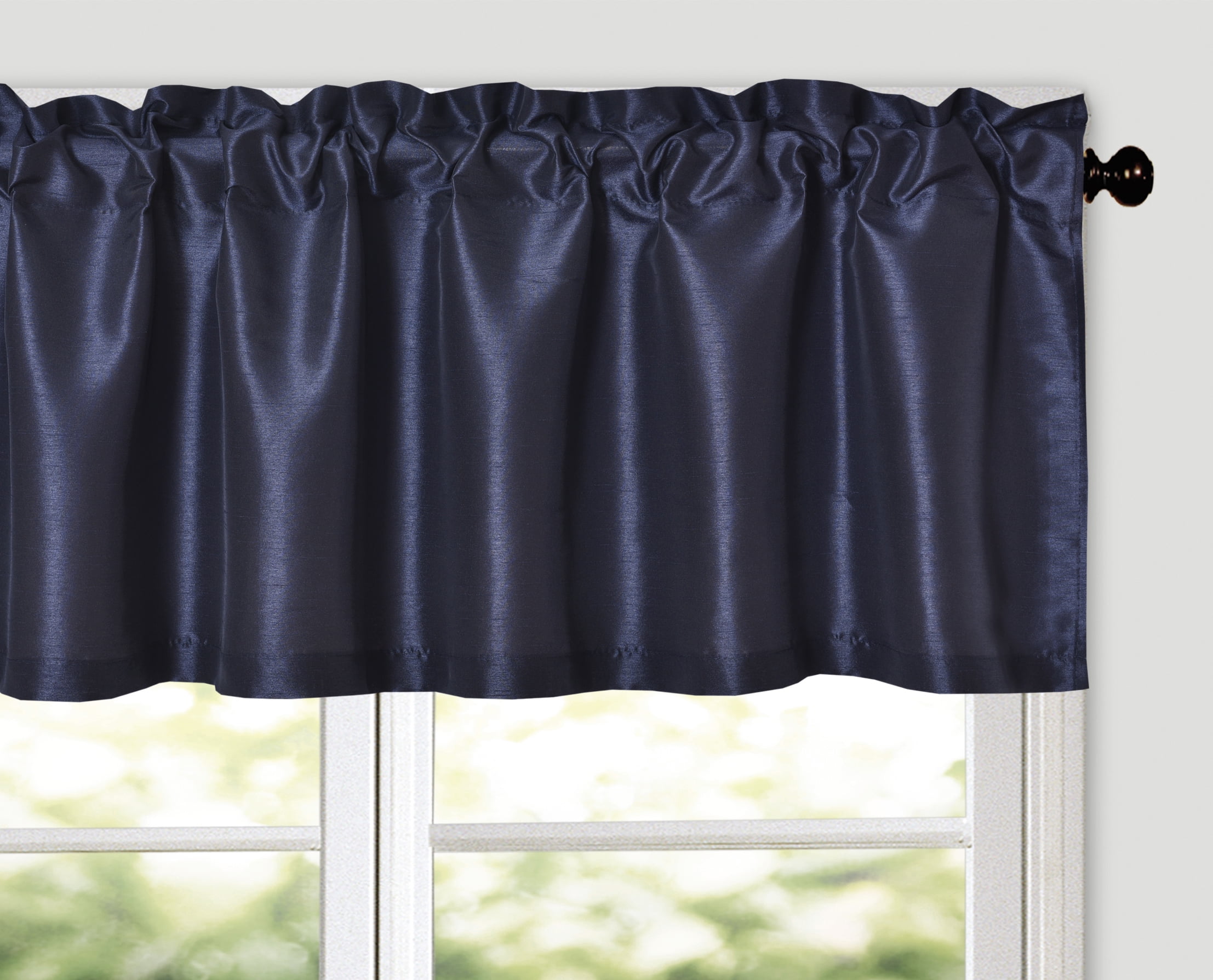 Aiking Home Solid Faux Silk window Valance, Navy-Size 56''x16 ...