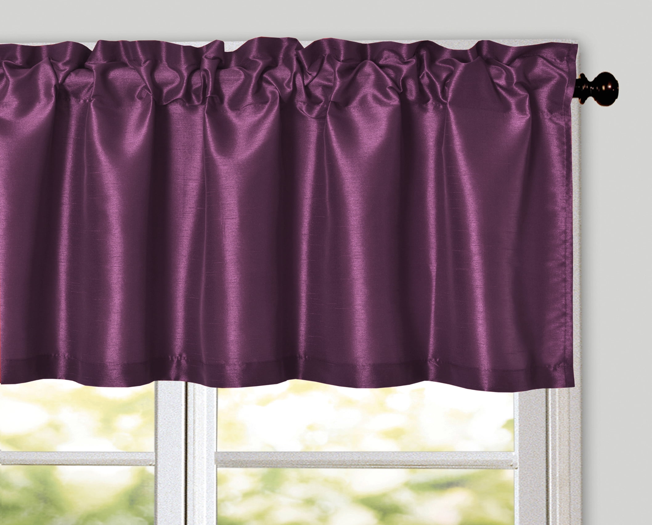 Aiking Home Solid Faux Silk window Valance, Plum-Size 56''x16 ...
