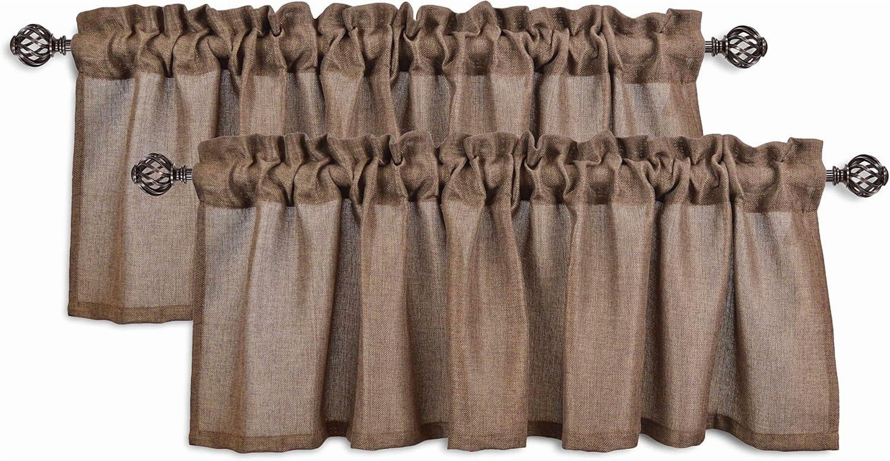 Aiking Home Window Curtain Valances, Faux Linen Textured Semi-Sheer ...