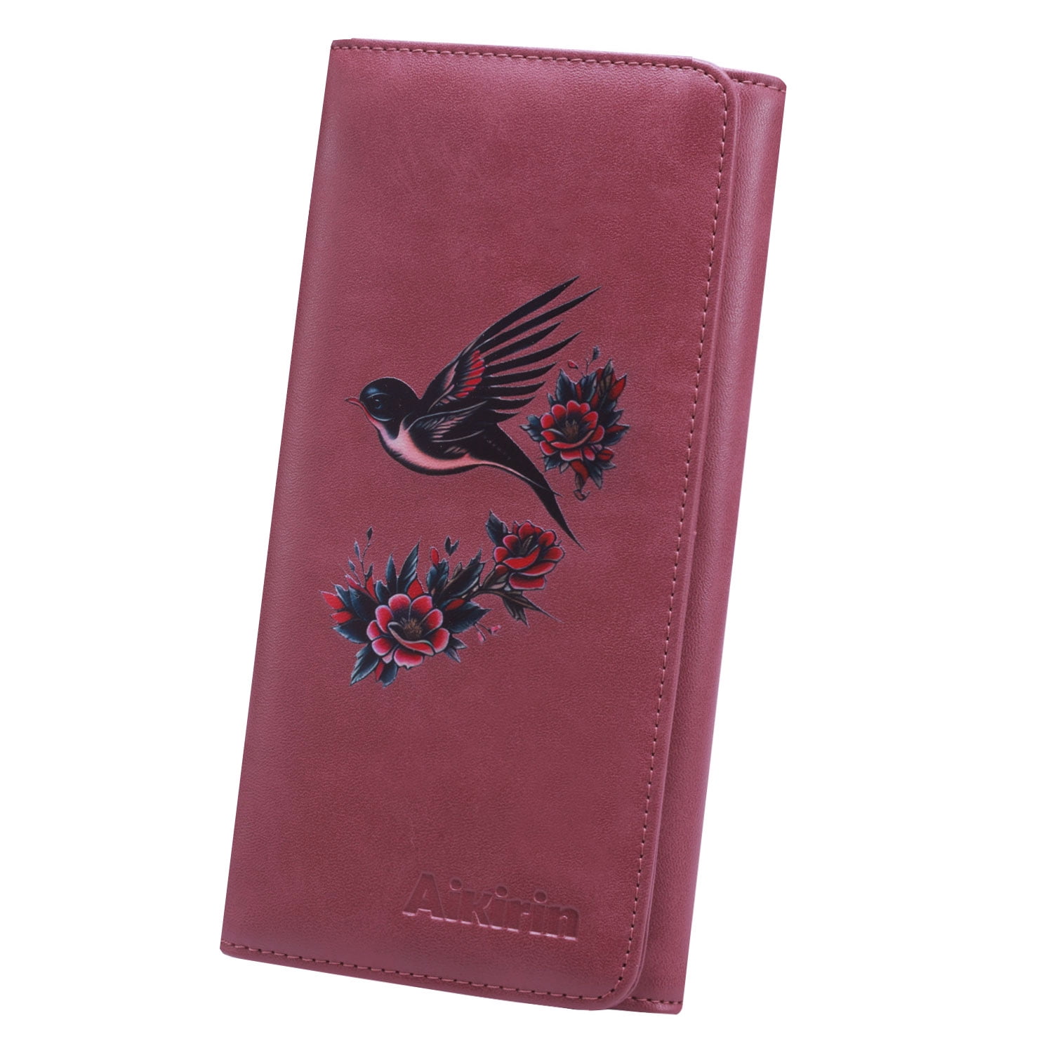 Aikirin RFID Leather Wallet for Women Painted Bifold Long Ladies Clutch ...