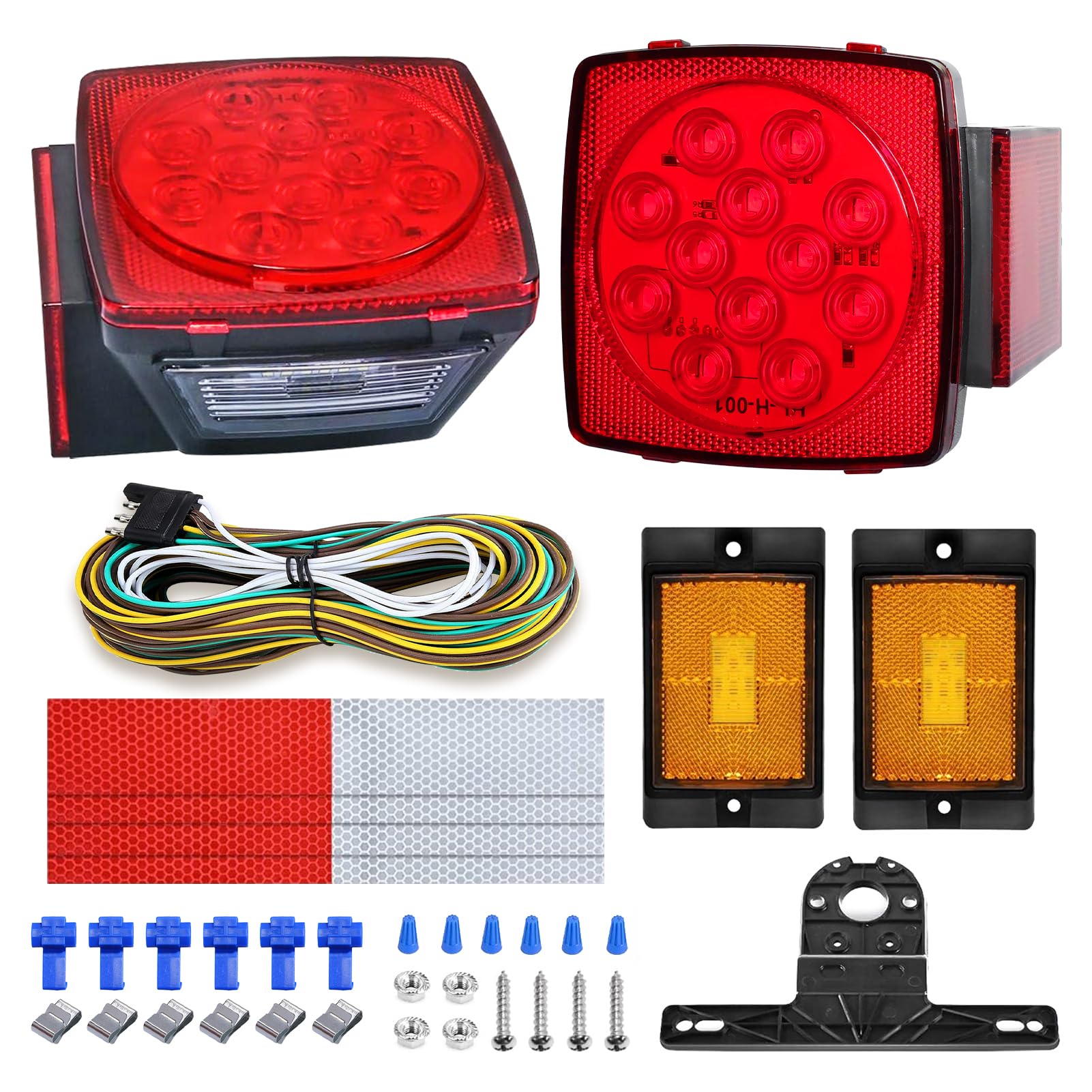 Aila 12V Submersible LED IFF17 Trailer Light Kit, Super Bright Brake Stop Turn Tail Side Marker ...