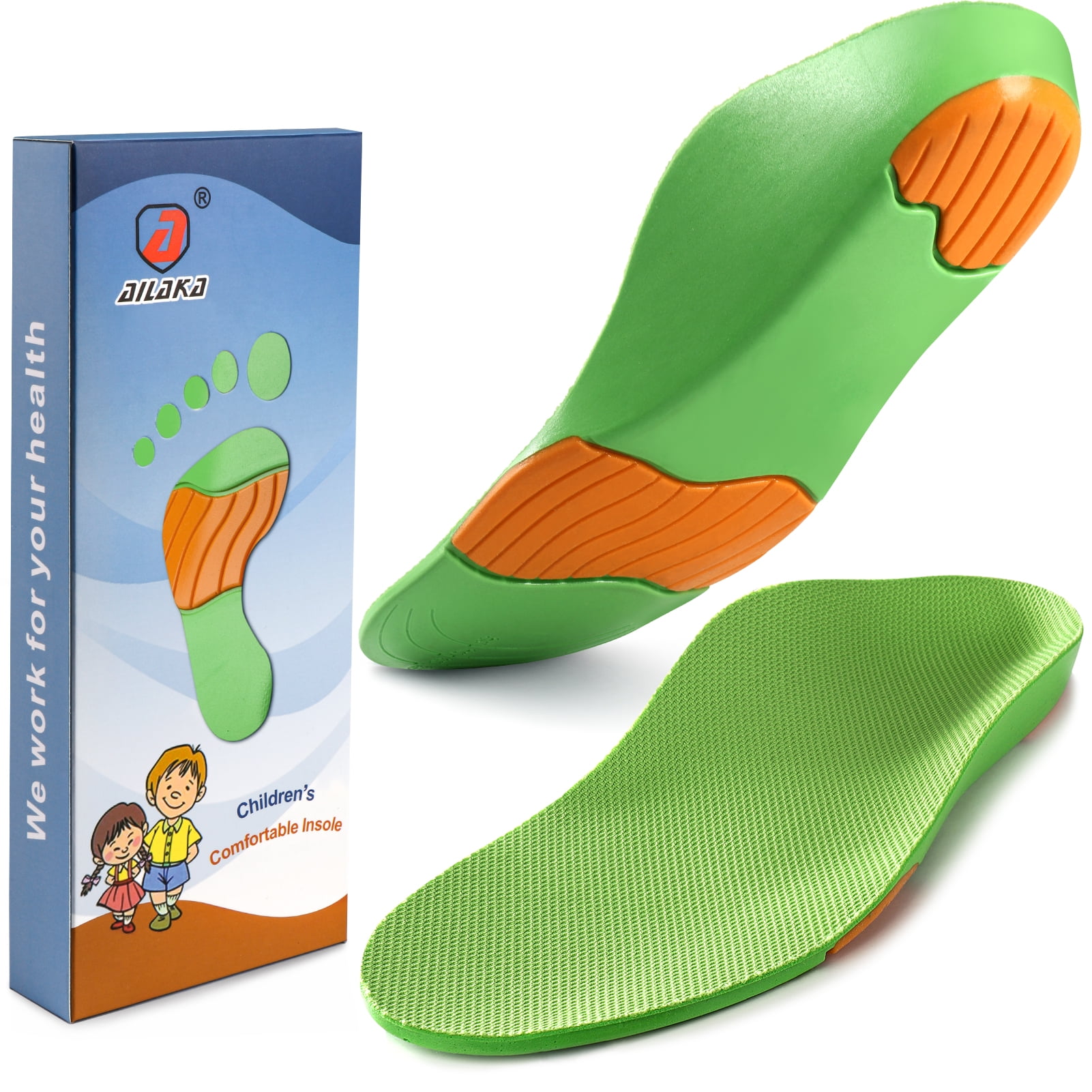 Ailaka Kids Orthotic Arch Support Shoe Insoles, Green, 8.5-10 M Toddler ...