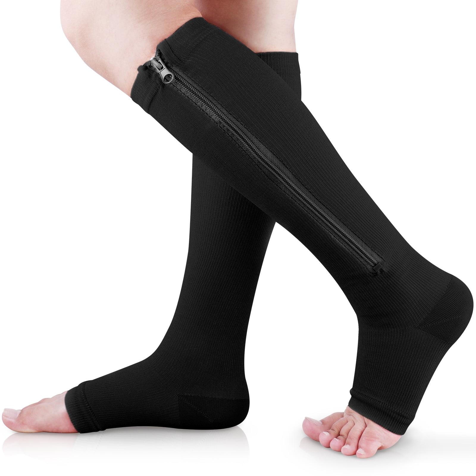 Ailaka Open-Toe Zipper Knee High Socks, Breathable Compression Support ...