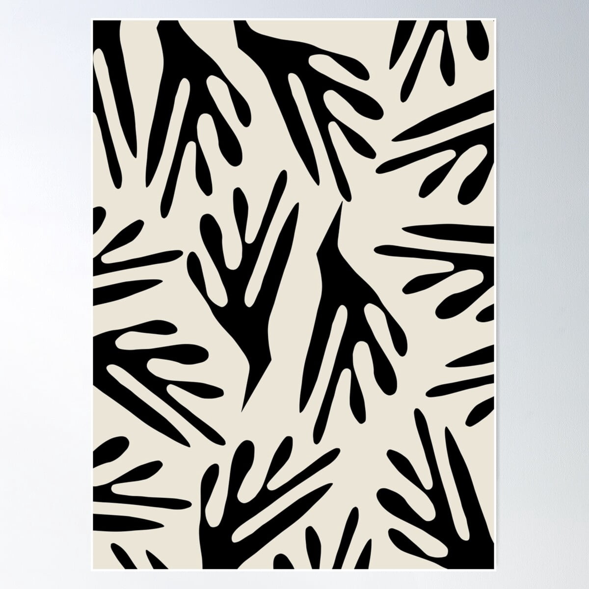 Ailanthus Cutouts Abstract Pattern Black And Cream Poster Wall Art ...