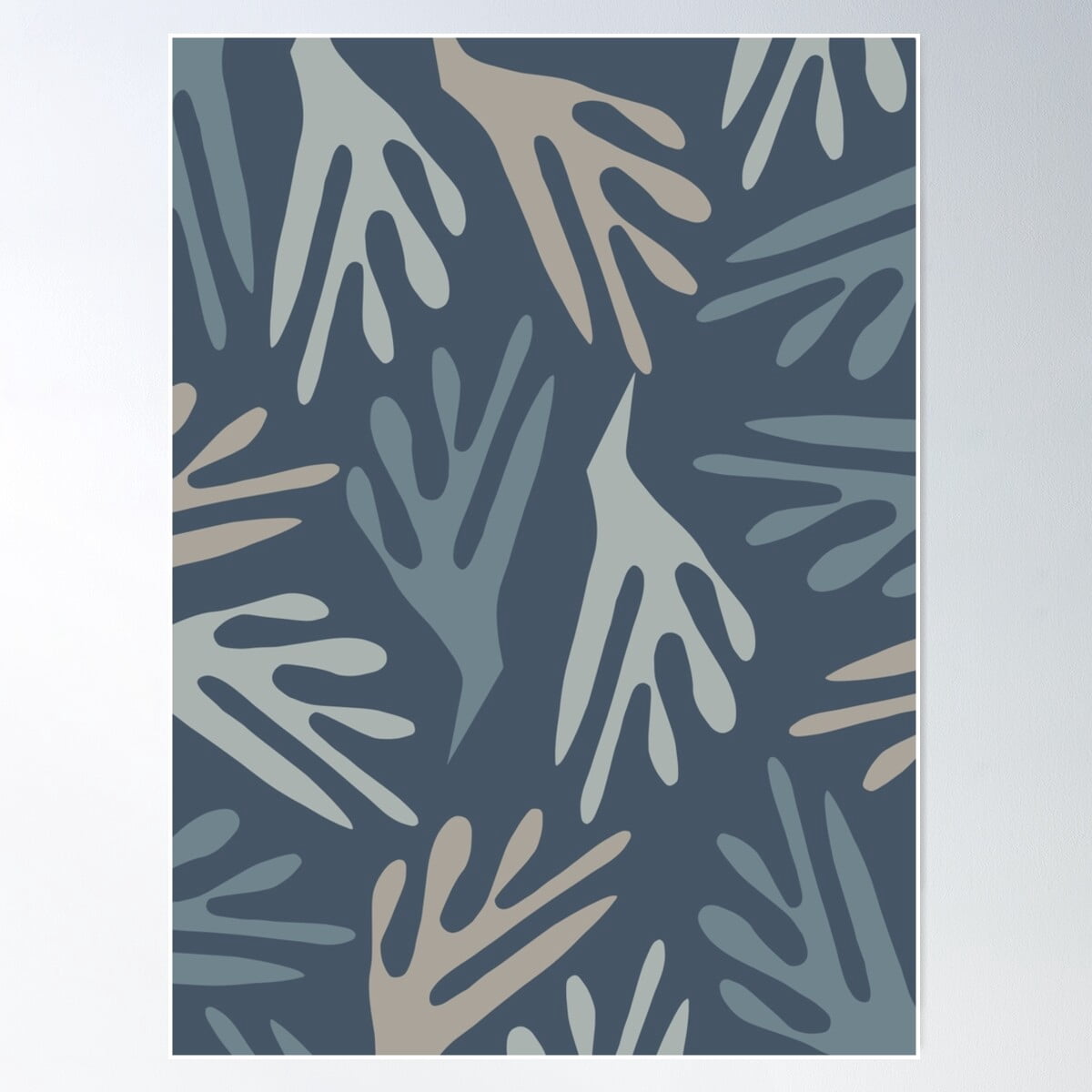 Ailanthus Cutouts Abstract Pattern In Neutral Blue Grey Tones Poster ...
